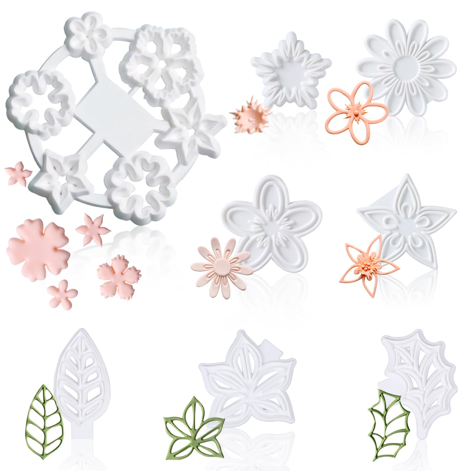 Amazon.com: Fondant Flower Leaf Molds Cutter Set, 13 pcs for Cake ...