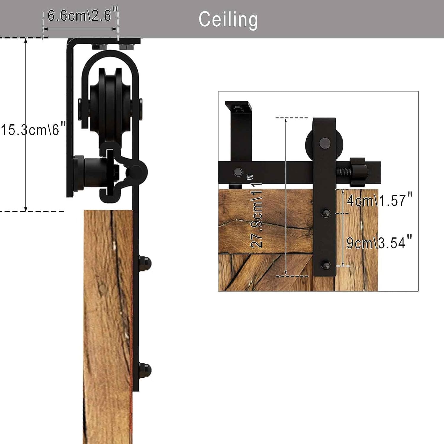 Snapklik.com : CCJH 8FT Ceiling Mount Sliding Barn Door Hardware Kit ...