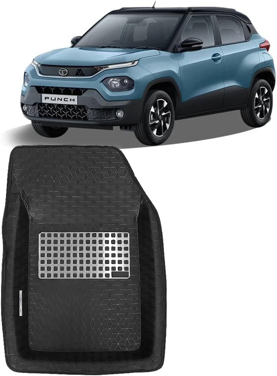 4.5D Car Floor Foot Tray Mats for Tata Punch 2021 Onwards Model, Black ...