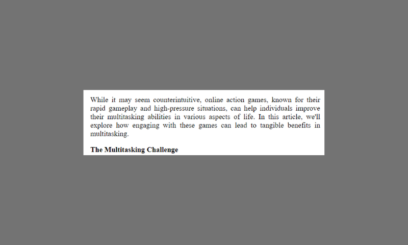 Improving Multitasking Skills: Learn How with Fast-Paced Online Action ...