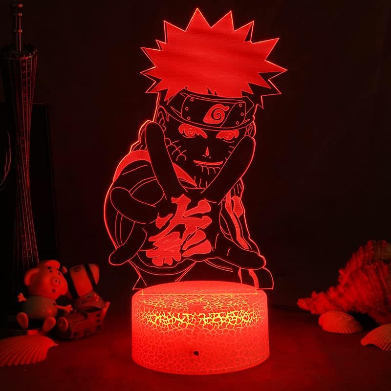 WILLQWECAT Lámpara de ilusión 3D con luz nocturna LED de anime ninja ...