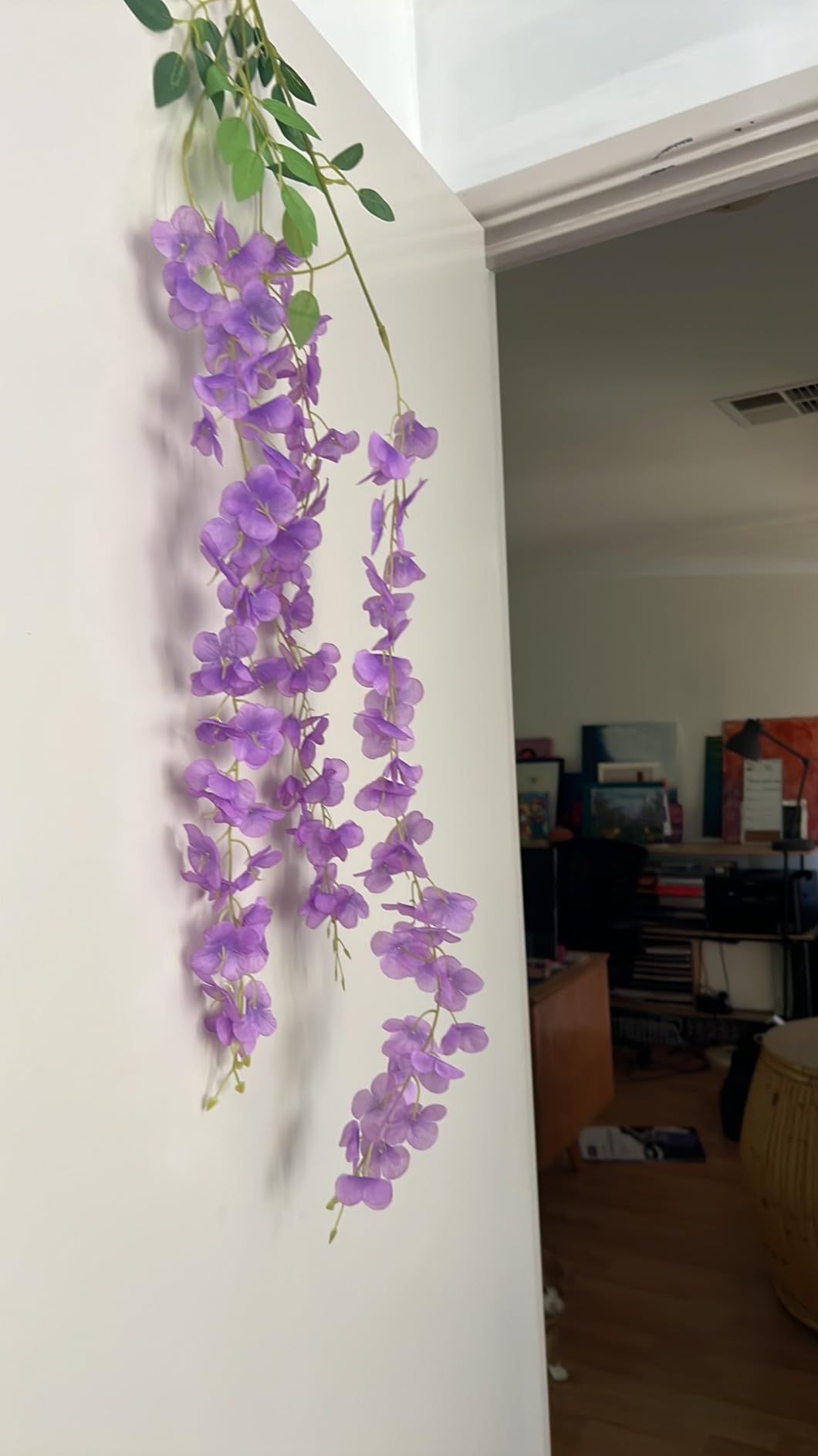 OundarM 12 PCS Artificial Hanging Wisteria Flower Vines Strings, Fake ...