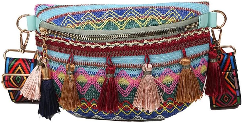 Amazon.com: HEMASN Colorful Woven Waist/Shoulder Bag,Women Folk Style ...