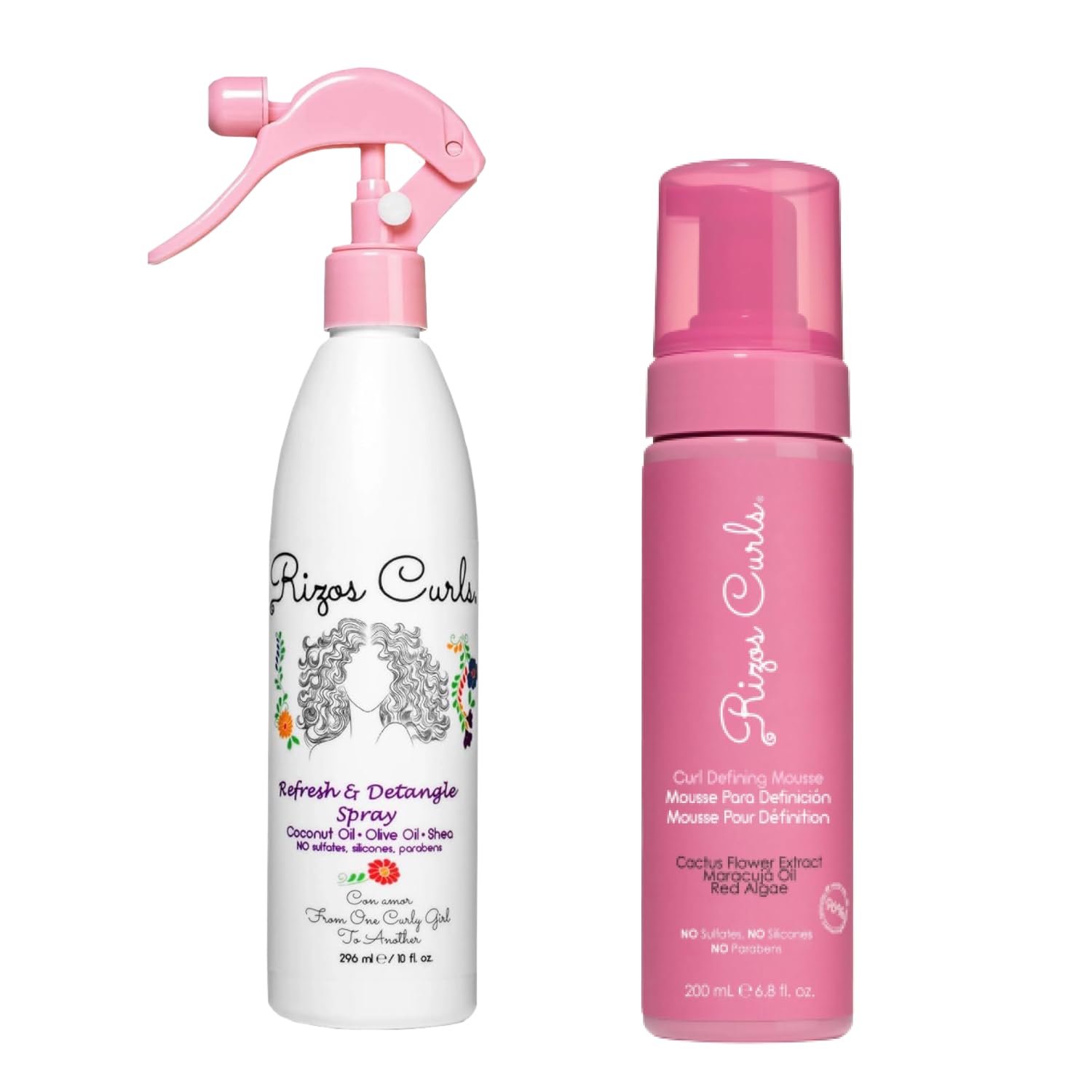 Amazon.com: Rizos Curls Curl Defining Mousse and Detangle Spray Bundle ...