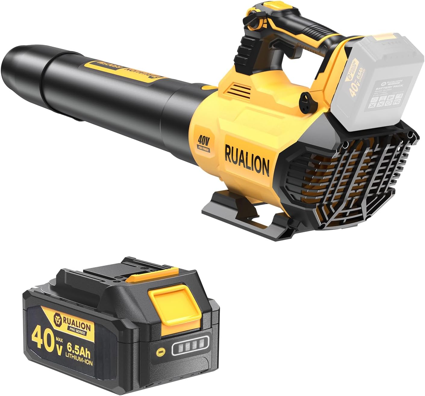 Amazon.com: RUALION 40V Battery Blower: 650CFM 195MPH Brushless Leaf ...