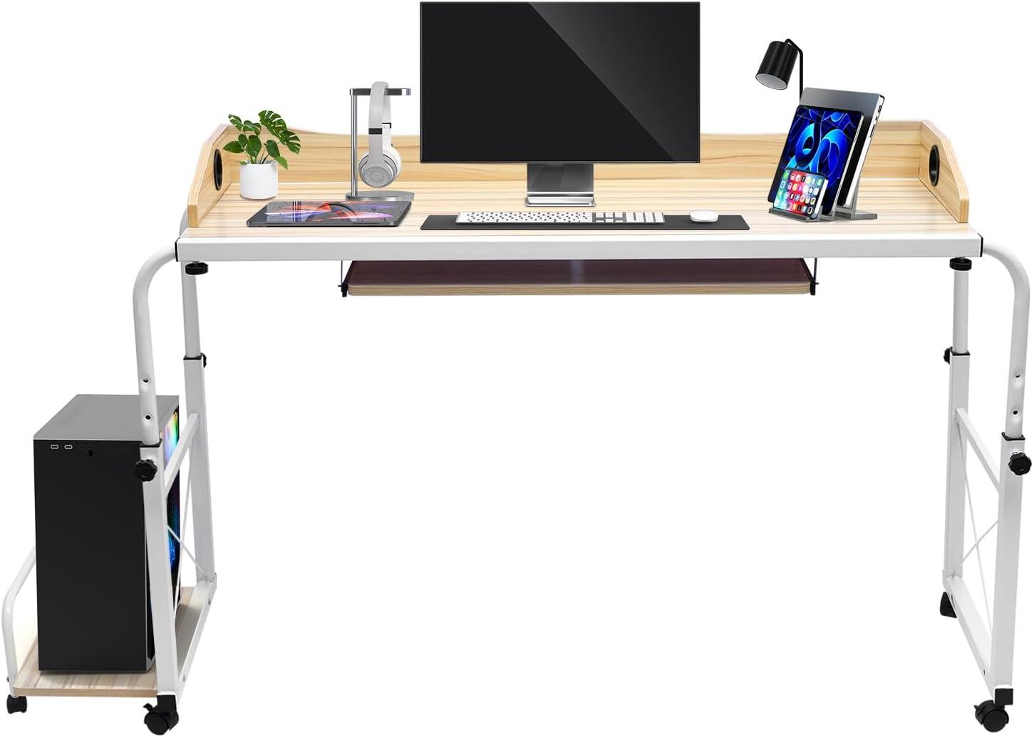 Amazon.com: YETINGSHOP Rolling Computer Desk with 4 Wheels, Simple ...