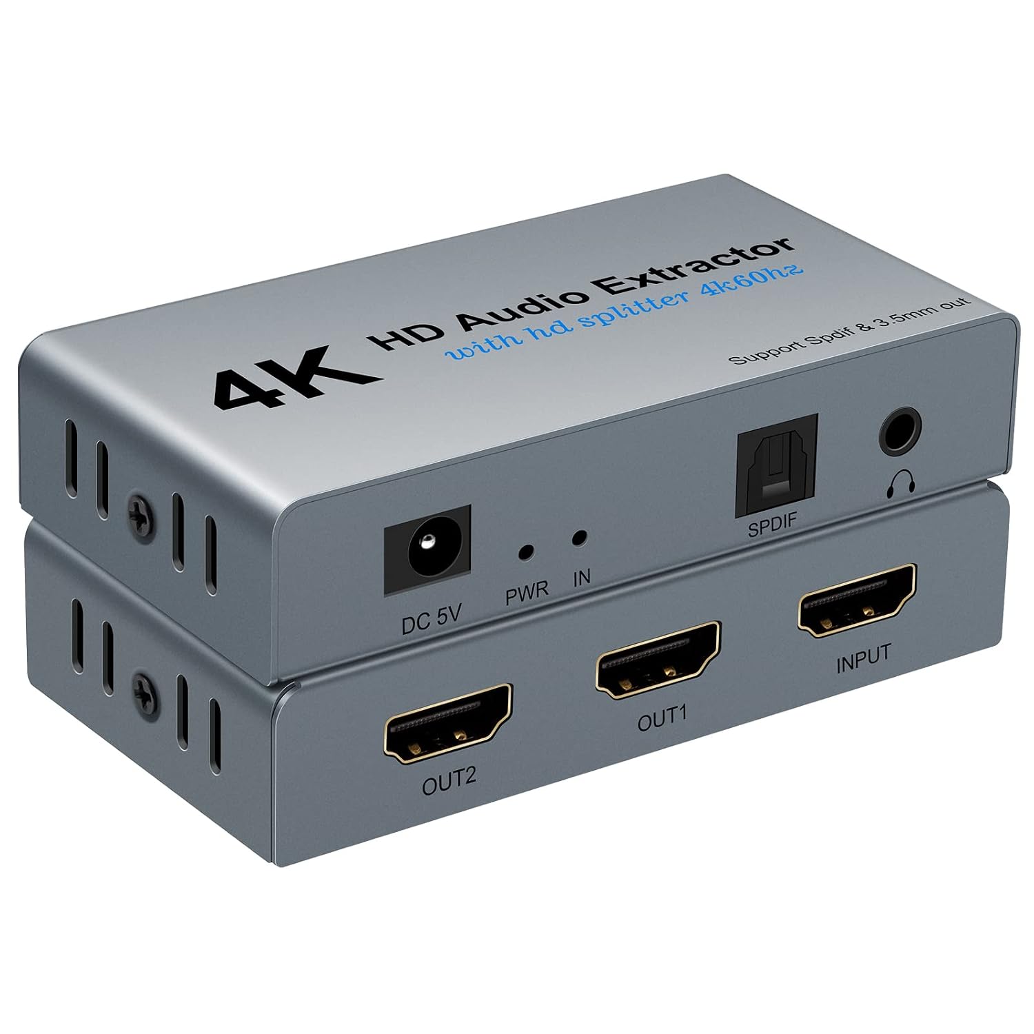 4K HDMI Audio Extractor HD Splitter 1 in 2 Out with Audio Optical ...