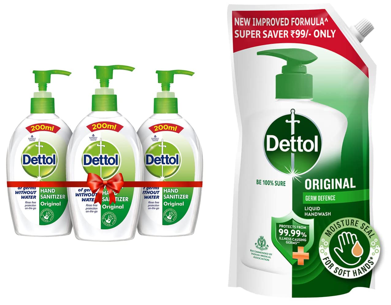 Dettol Original Germ Protection Alcohol based Hand Sanitizer Pump ...