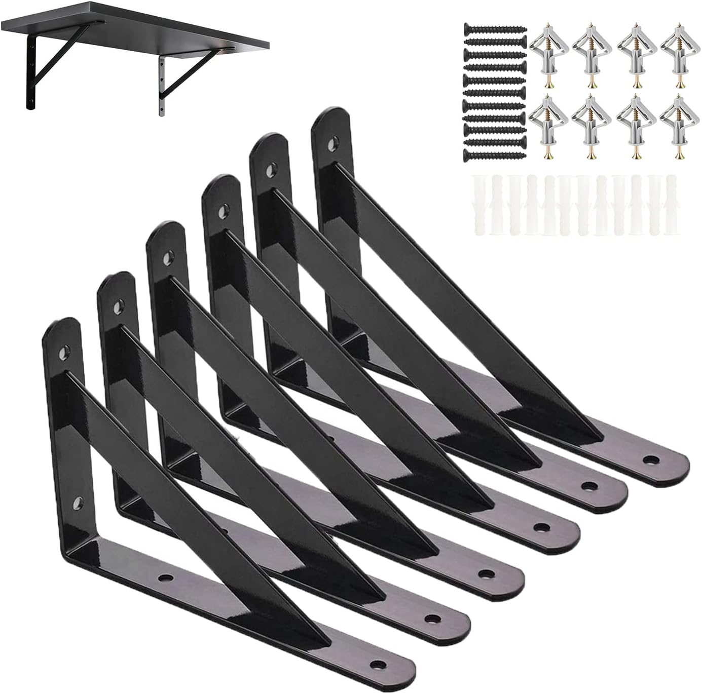 Shelf Brackets 200x120mm, 6 Pack 8 Inch Lightweight Wall L Brackets ...