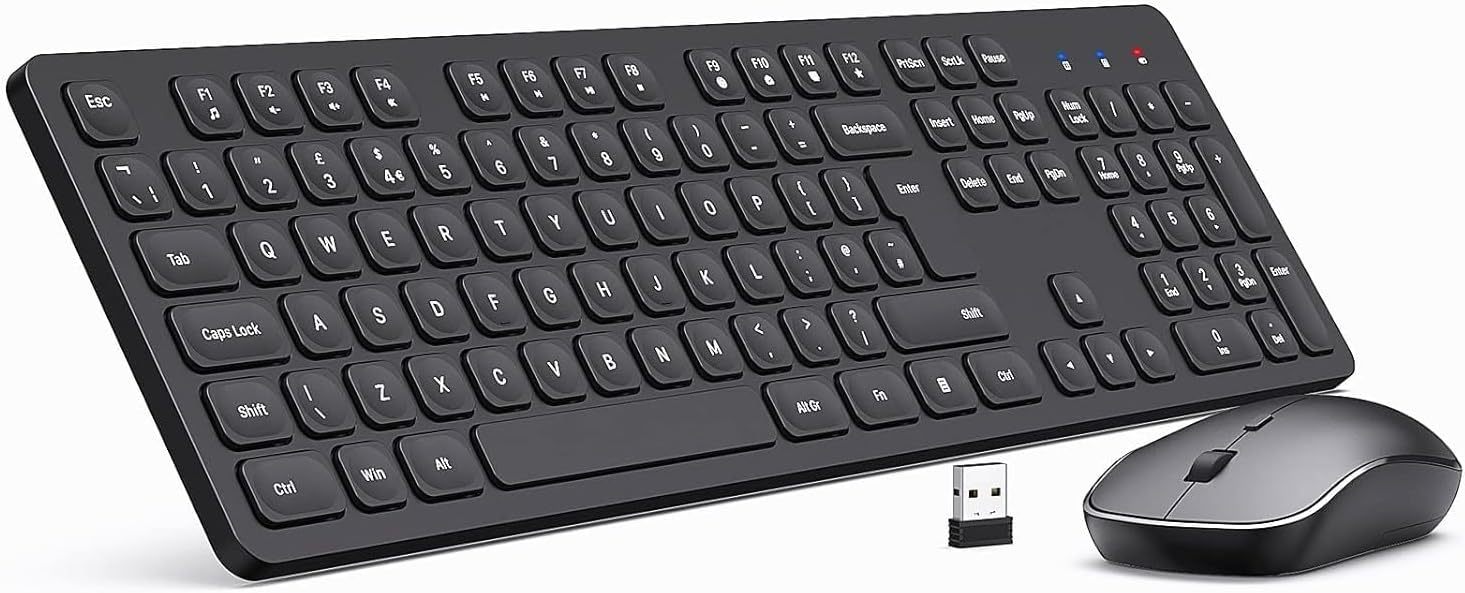 TedGem Wireless Keyboard and Mouse, 2.4GHz Ultra-Thin Full-Size ...