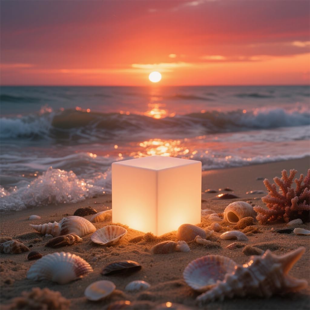 8-in Solar Cube Light Outdoor Waterproof, 16 Colors Illuminate Cube ...