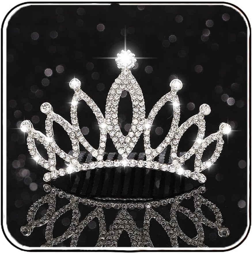 Amazon.com: Brishow Mini Tiara Crown Comb Silver Rhinestone Tiara Combs ...