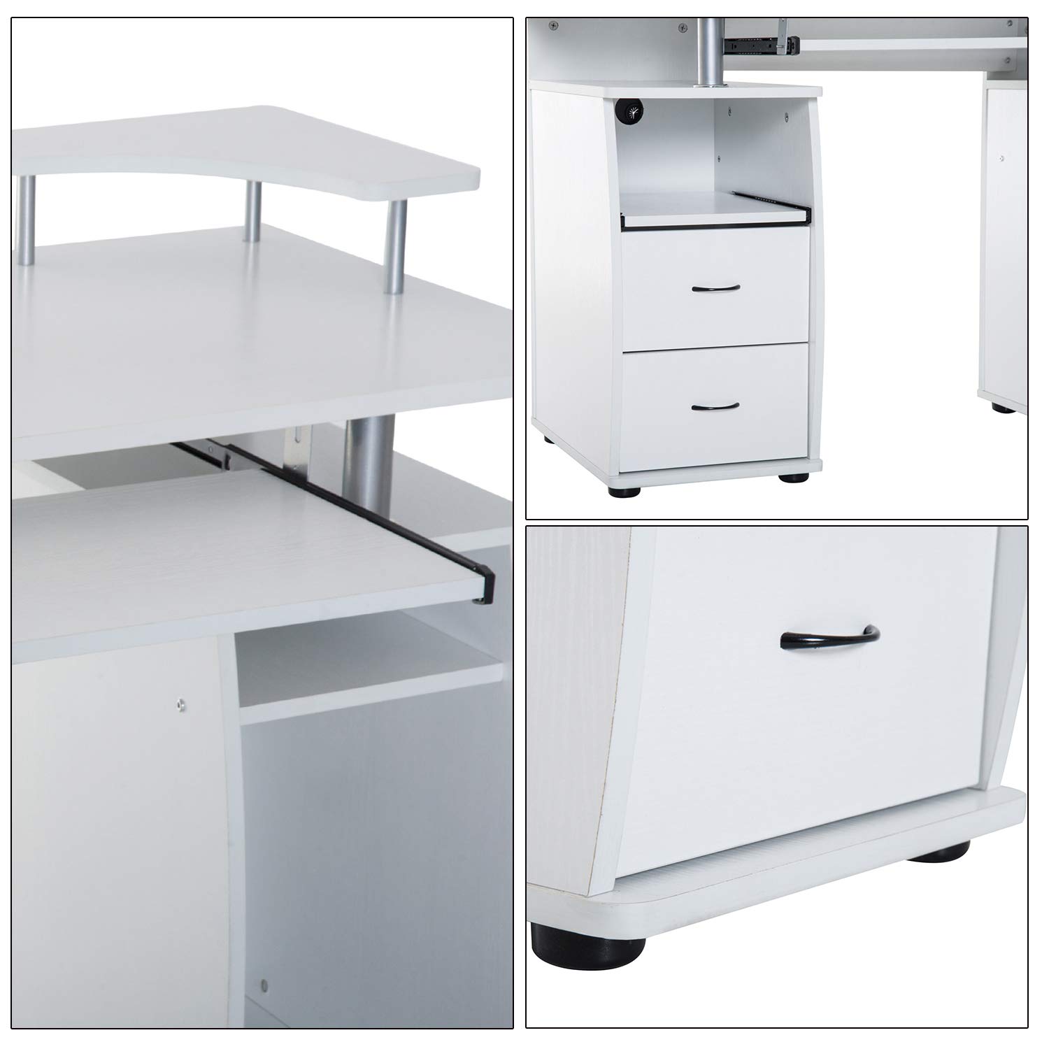 HOMCOM Multi-Function Computer Desk Home Office Workstation with ...