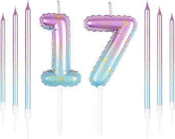 Amazon.com: iNINGER New 17th Birthday Candle Ten Year Pink Happy ...