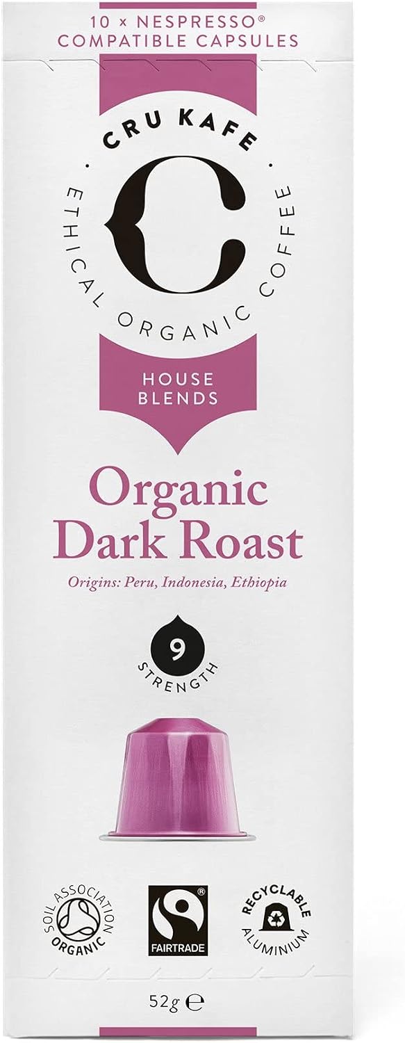 CRU Kafe Organic Nespresso Compatible Coffee Capsules Dark Roast 1 Box ...