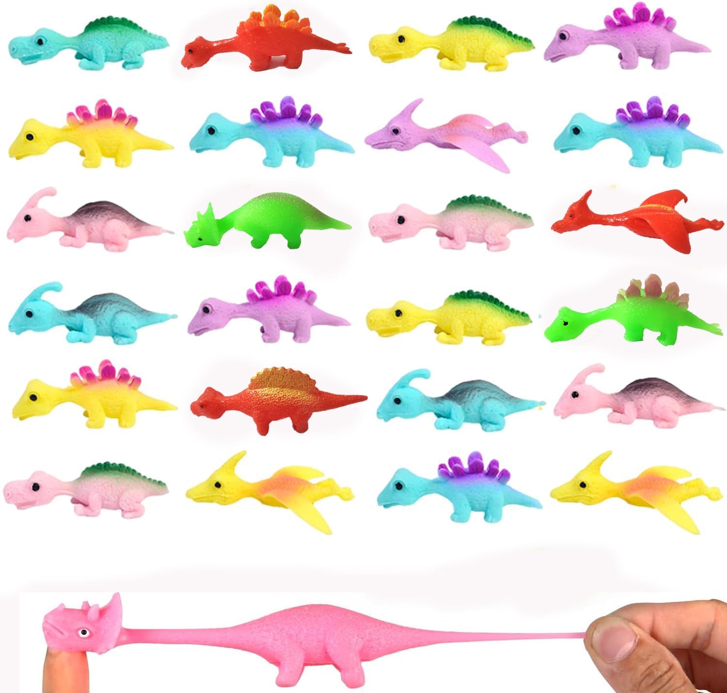Amazon.com: VakerZon 32 Pcs Slingshot Dinosaur Finger Toy, Mini Fidget ...