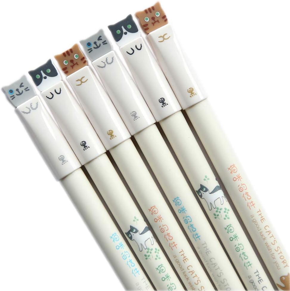 Amazon.com: Toshine Cute Cat Gel Ink Pens Kawaii Gel Pen, Black Gel Ink ...