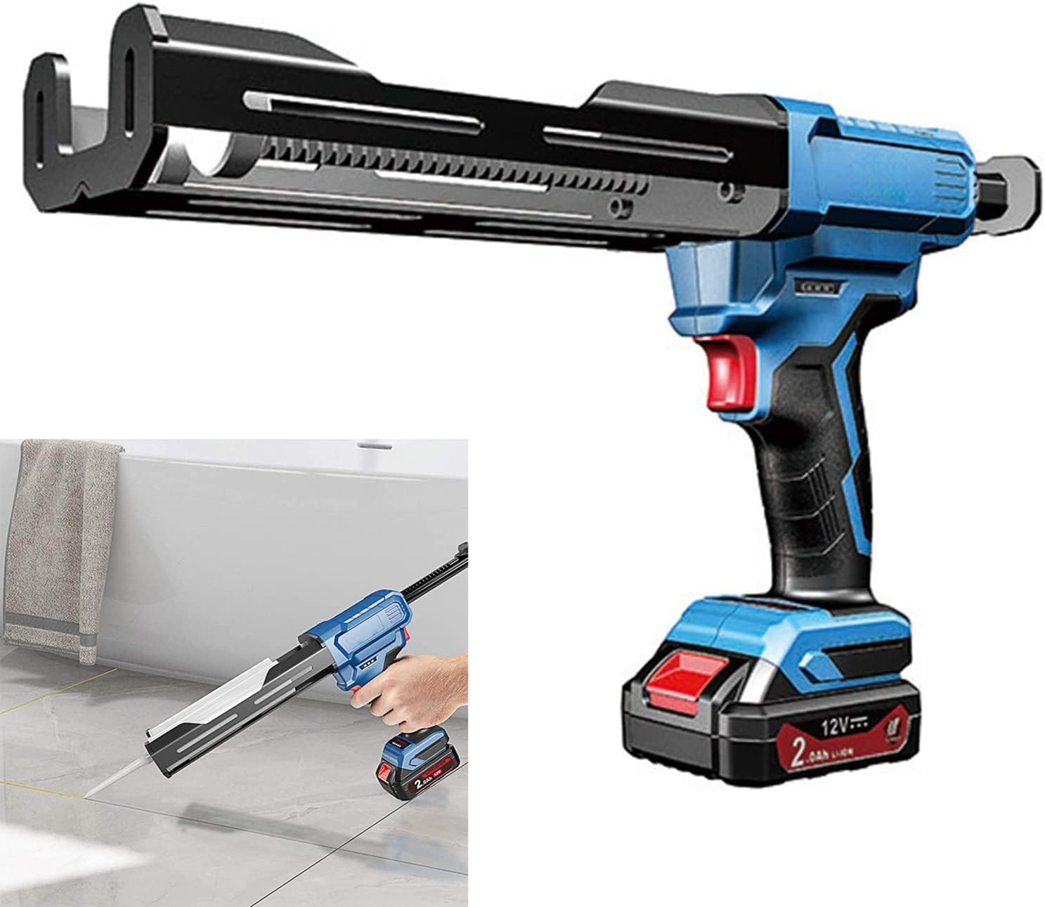 Electric Double Cartridge Adhesive Caulking Gun, Heavy Duty Silicone ...