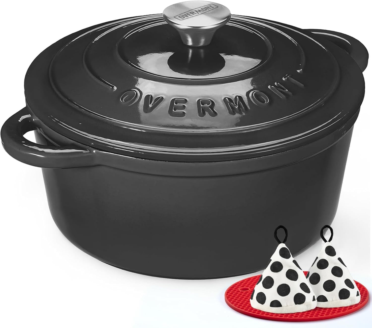 Amazon.com: Overmont Enameled Cast Iron Dutch Oven - 7QT Pot with Lid ...