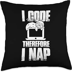 Amazon.com: Software Developer I Code Therefore I Nap Throw Pillow ...