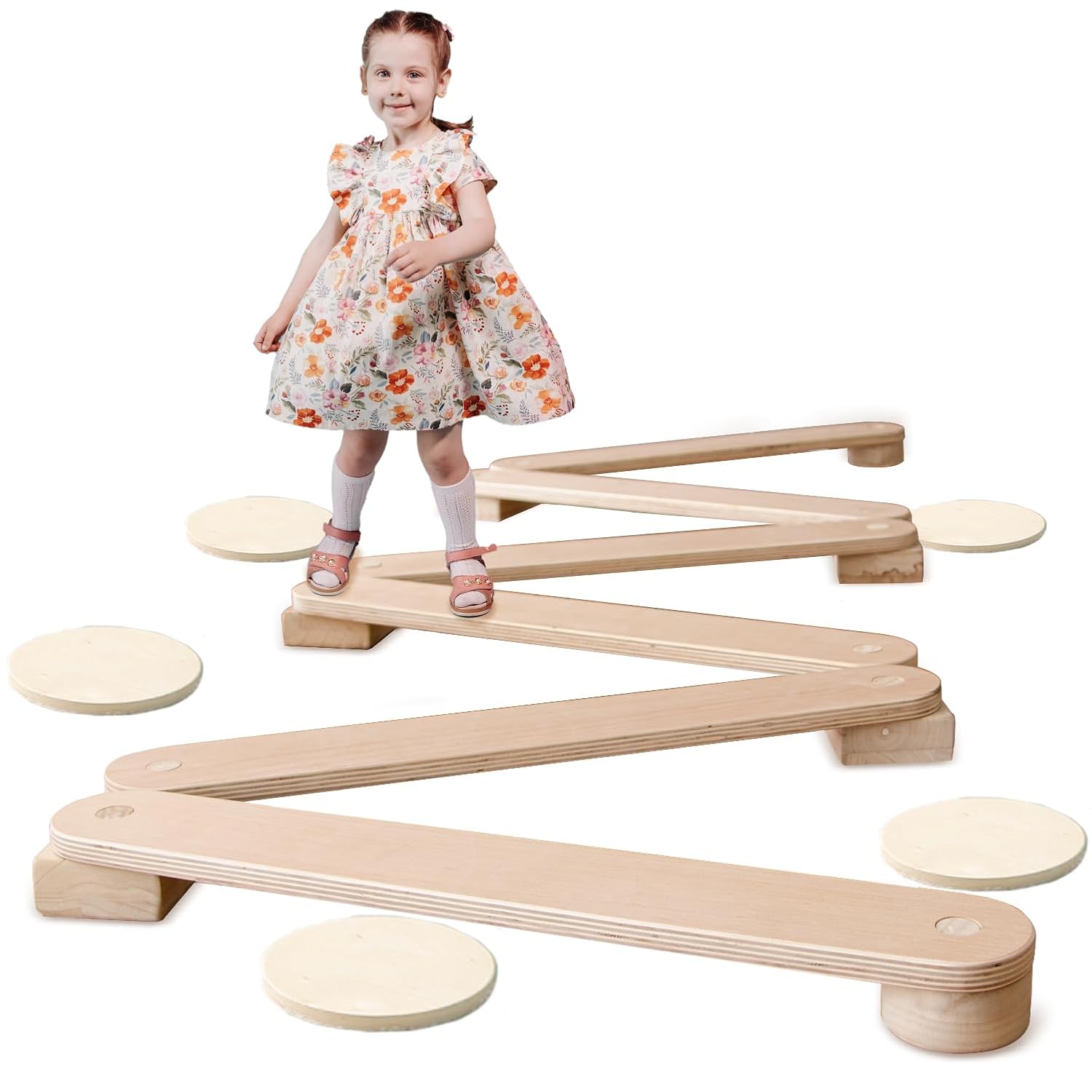 Avrsol Kids Balance Beam Wooden Stepping Stones Montessori Furniture ...