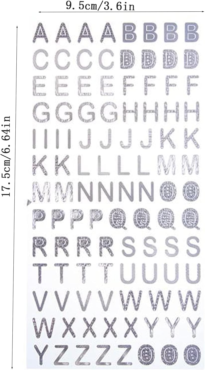 6 Sheets Glitter Letter Stickers, Letter and Numbers Sticker, Peel Off ...