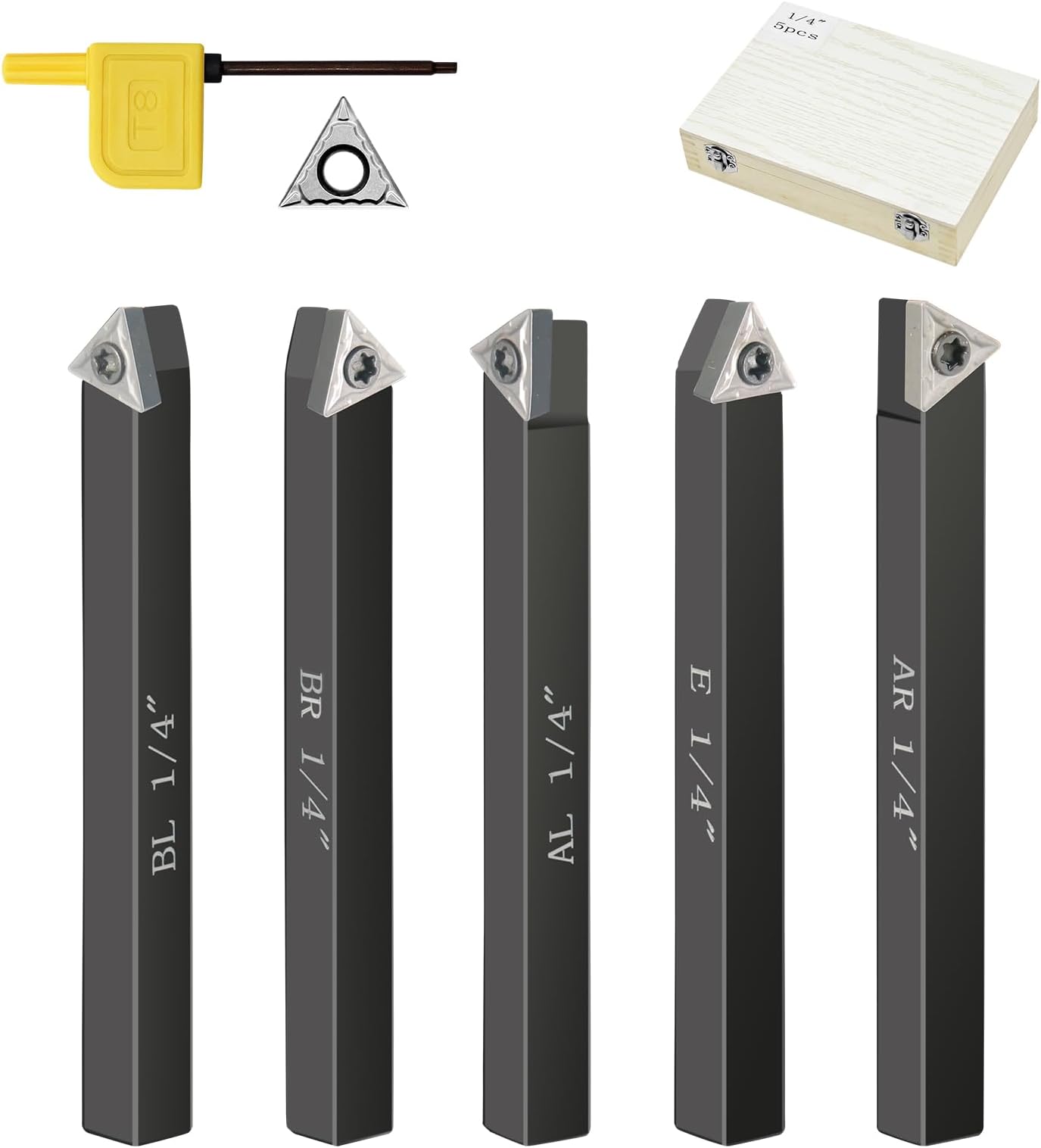 ZR 5 Pcs 4x4mm Carbide Tipped Lathe Metal Cutter Bit Cutting Tool Set ...