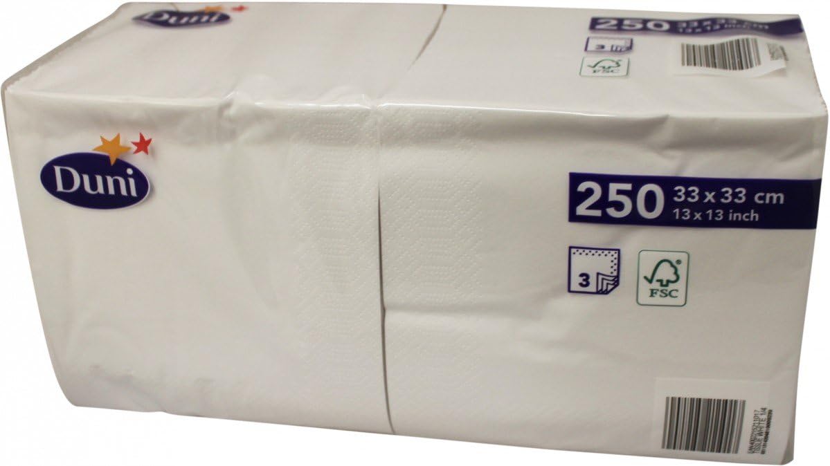 Duni NAPKINS SRP 3-PLY 33CM WHITE, Paper, 15.6 x 33 x 16.5 cm : Amazon ...