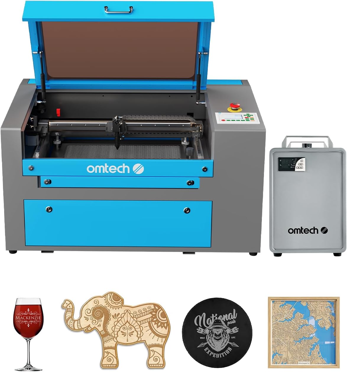 Amazon.com: OMTech 50W CO2 Laser Engraver with Water Chiller Air Assist ...
