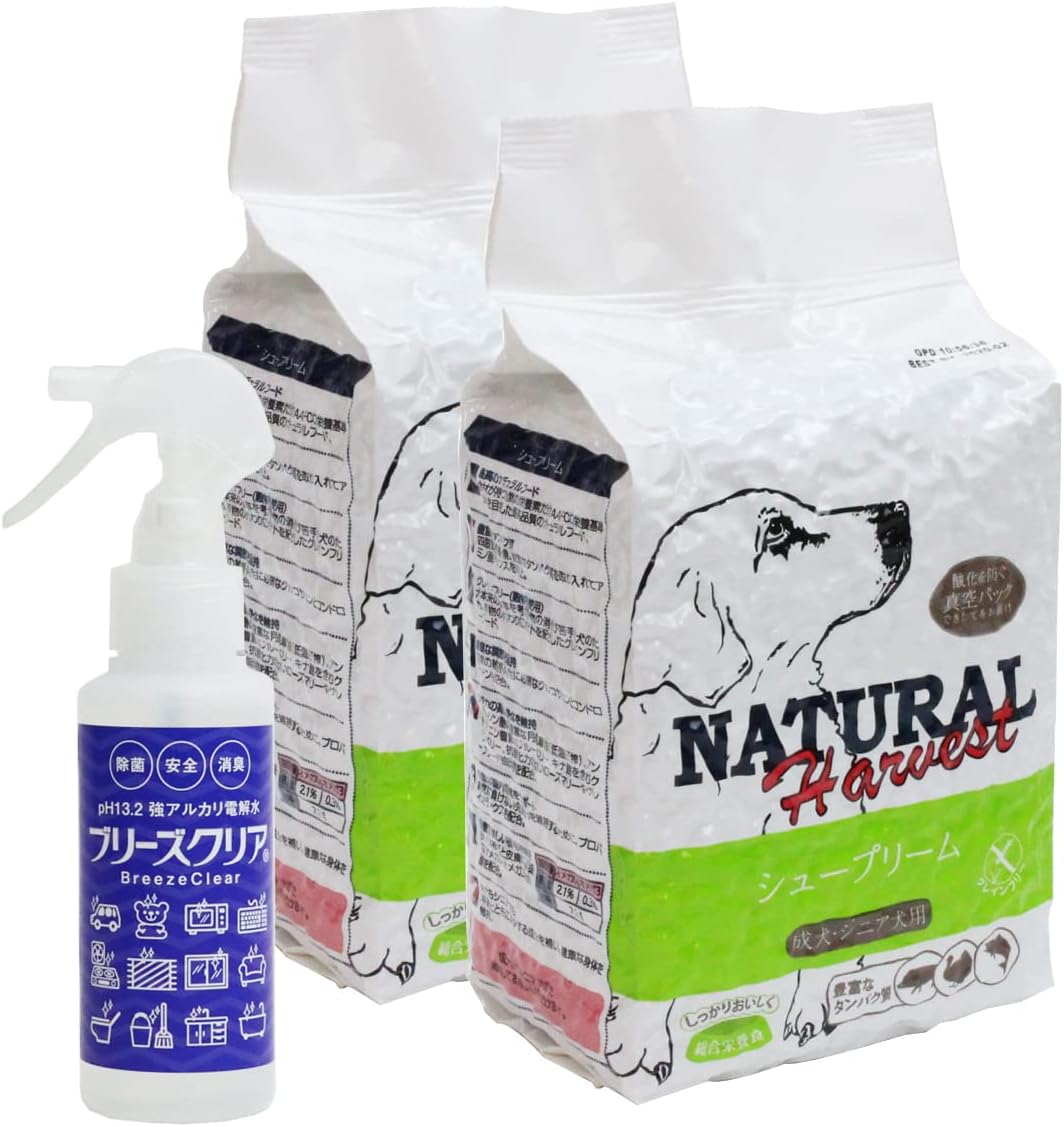 Amazon.co.jp: ナチュラルハーベスト プライムフォーミュラ シュープリーム 1.59kg×2袋 ＋ブリーズクリア ph13.2強アルカリ電解水100ml ドッグフード : ペット用品