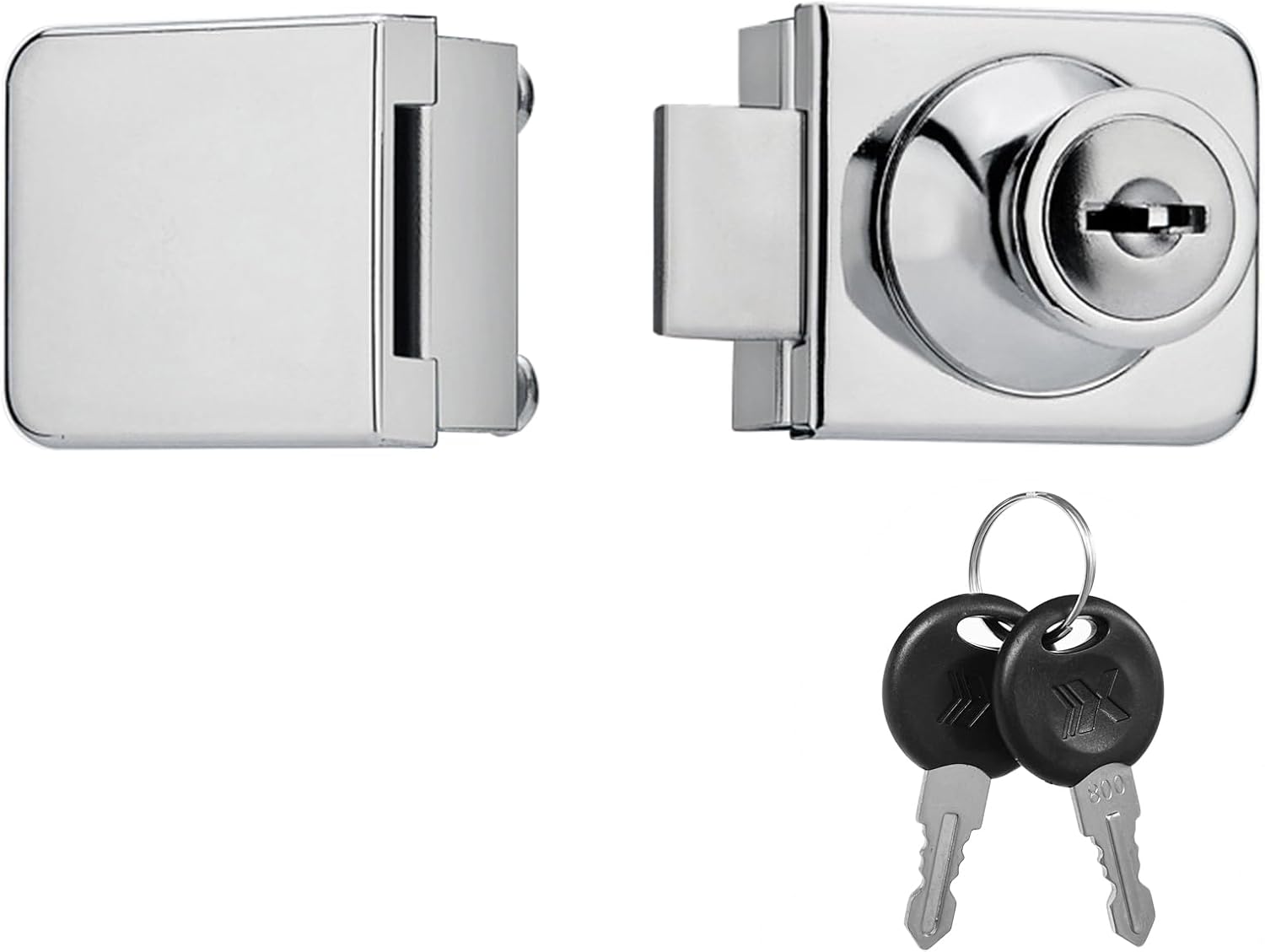 Zinc Alloy No Drill Glass Door Lock Double Door Display Cabinet Lock 2 ...