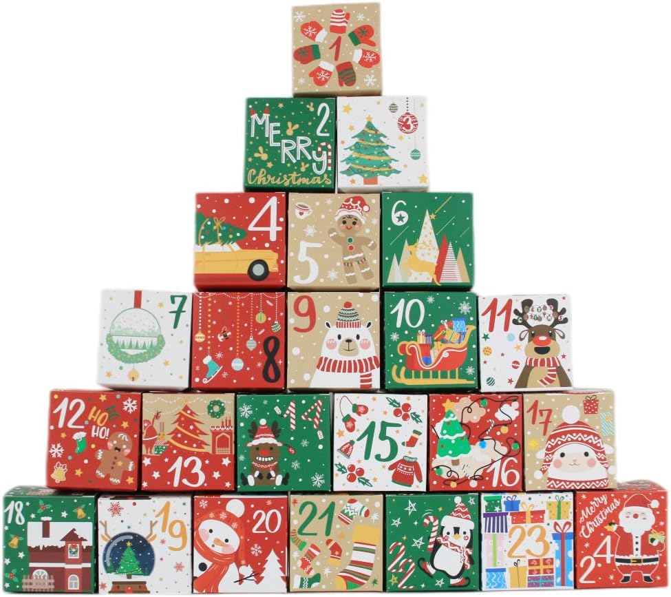 TLOXO Scatole Calendario Dell'avvento,24 Scatole Calendario Natale ...