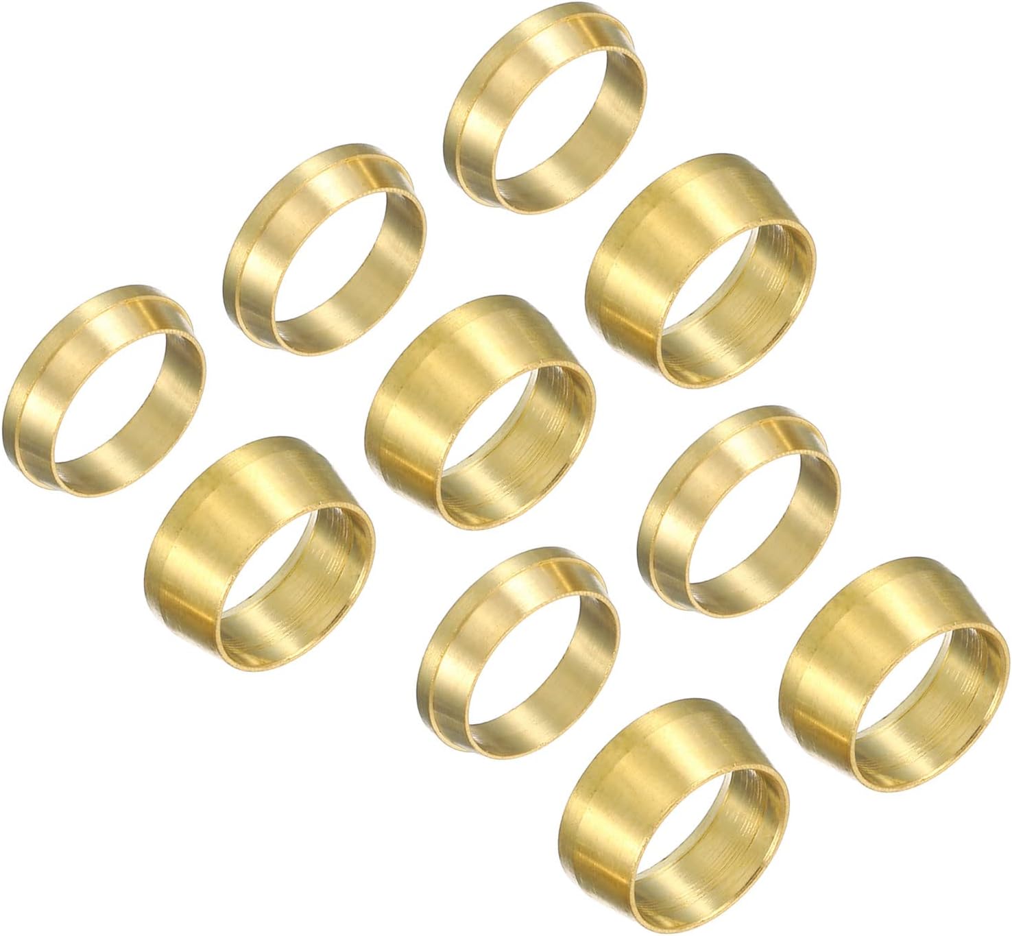 PATIKIL 10mm Tube OD Brass Compression Sleeves Ferrules 5Set Double ...