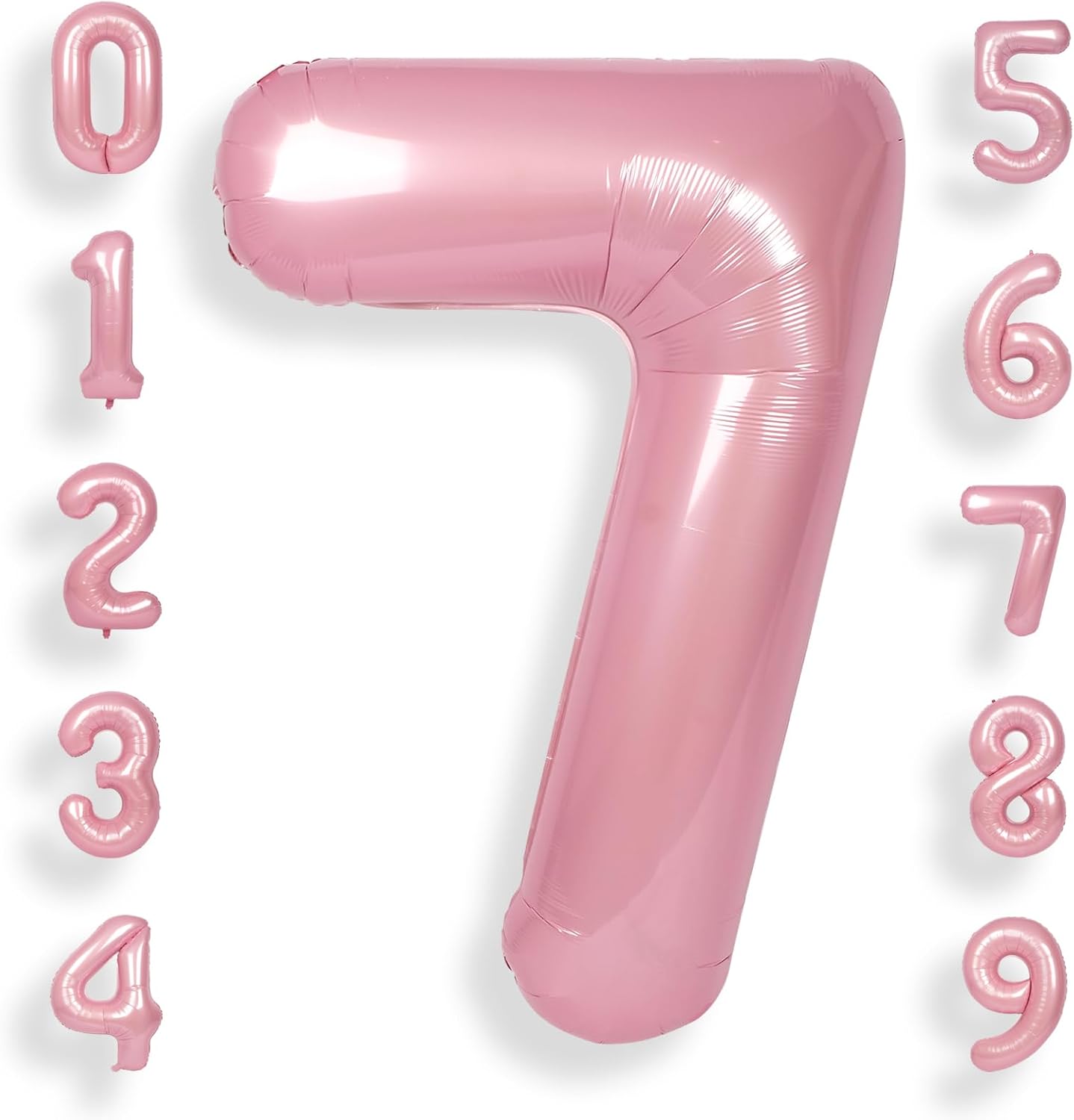 Amazon.com: SUWEN 40 Inch Pink Large 7 Number Balloons Big Foil Helium ...