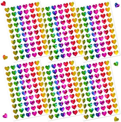 Amazon.com: 1800Pcs Holographic Heart Stickers, 0.5in Rainbow Tiny ...