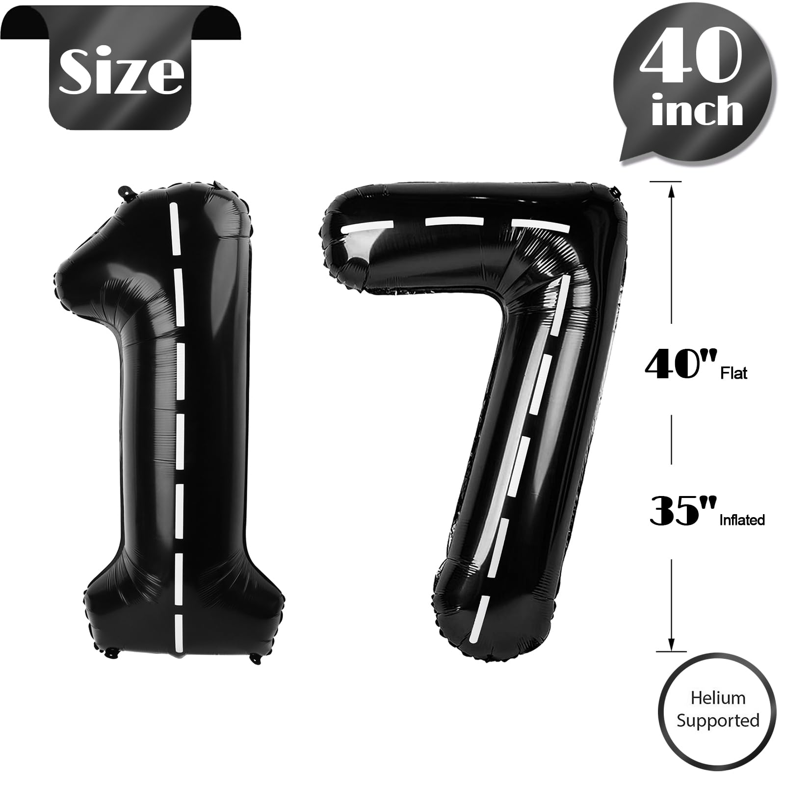 Snapklik.com : Race Car Number 17 Balloon 40 Inch, Black 17 Number ...