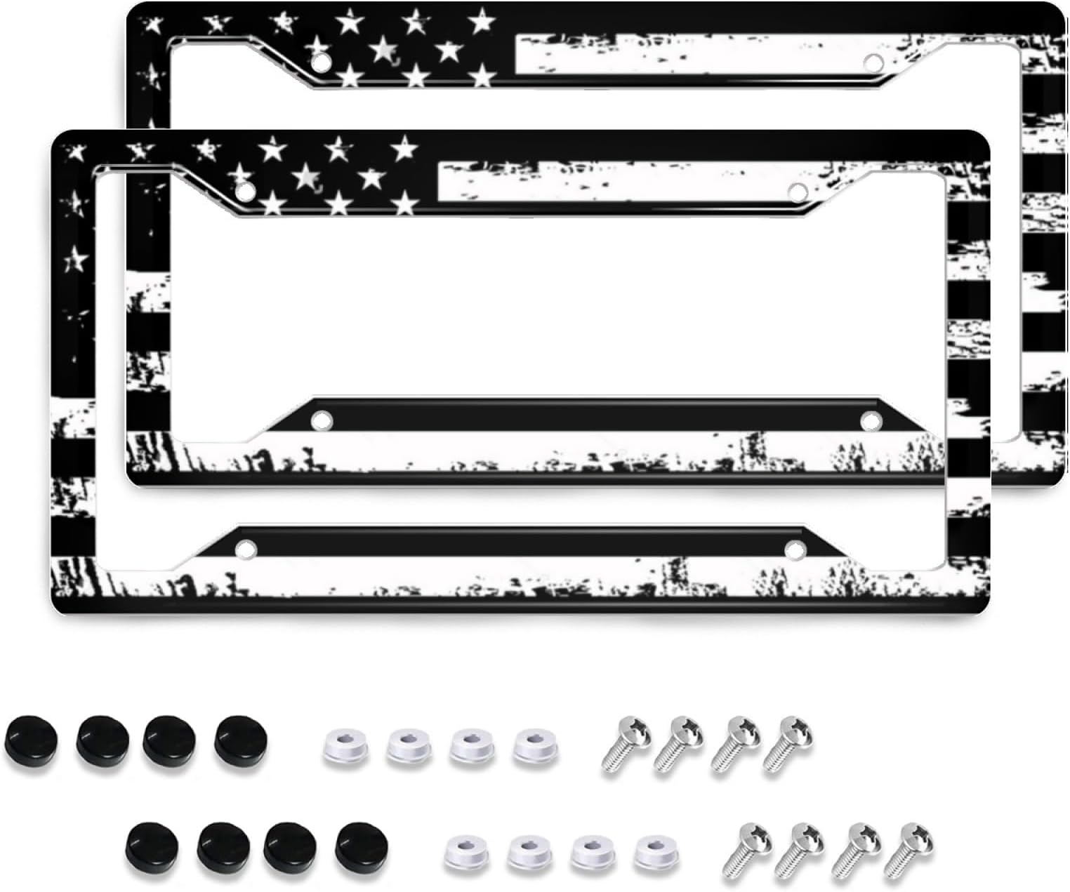 Amazon.com: American Flag License Plate Frames- Retro Patriotic USA ...