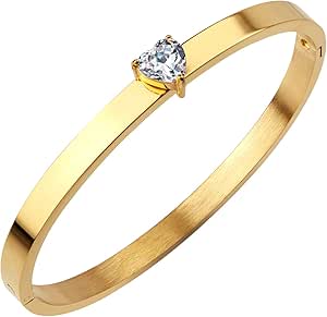 Amazon.com: 555Jewelry Stainless Steel Hinge Lock Large Heart Shape CZ ...