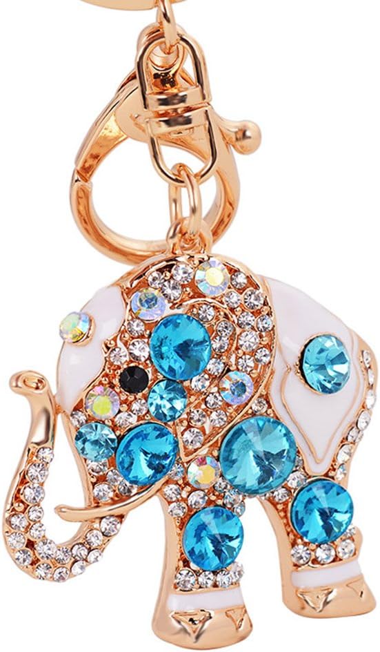 EASYA Cute Elephant Keychain Sparkling Crystal Rhinestones Keyring ...