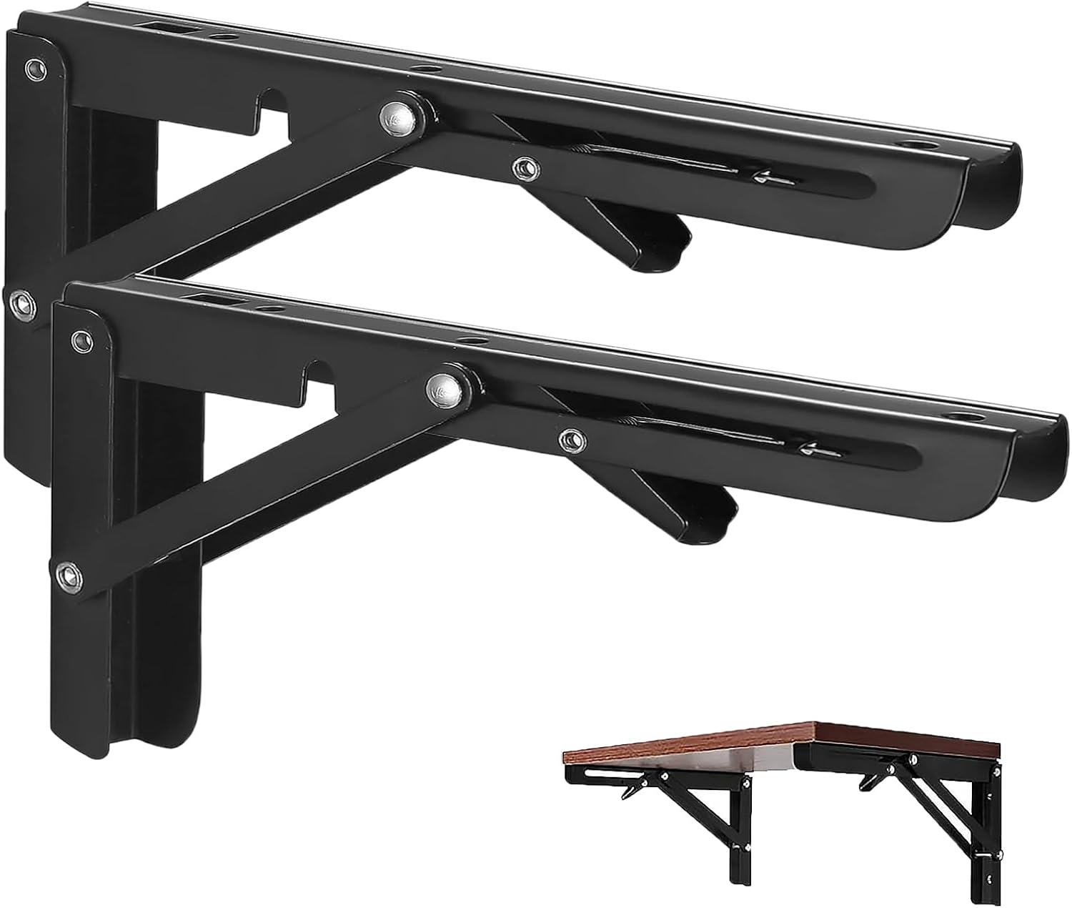 Vebetter 300mm Équerre Pliante, 2Pcs Noir Support Console Pliable ...