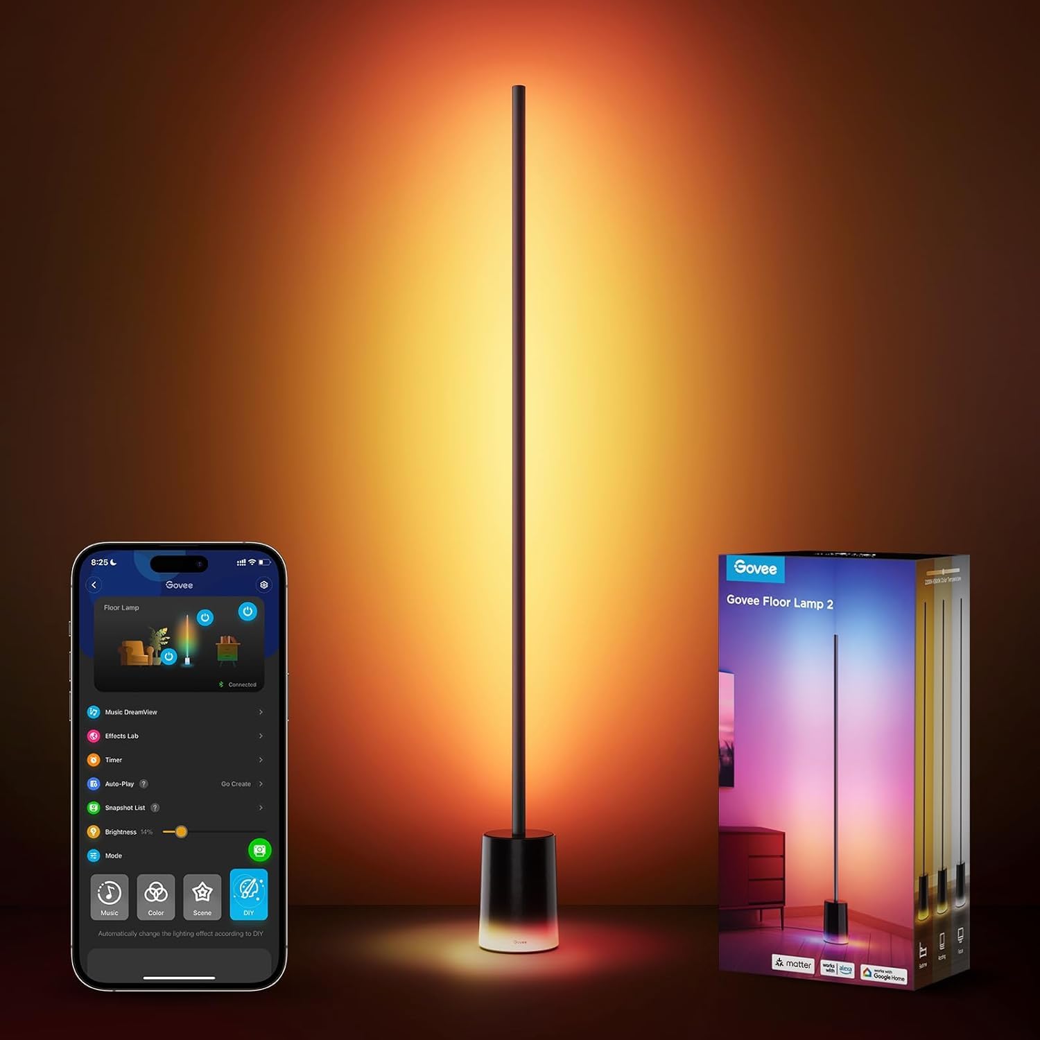 Govee Lampadaire LED RGBIC, Lampe sur Pied Salon Compatible avec Alexa ...