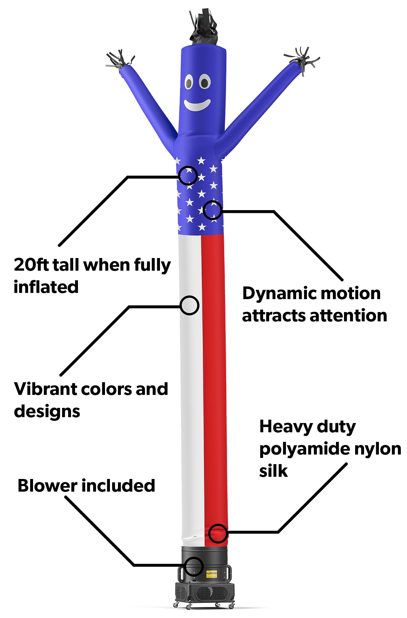 Buy LookOurWay Air Dancer Inflatable Tube Man Set, 20 Feet Wacky Waving ...