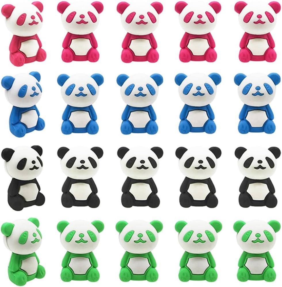 Amazon.com: 20 Pcs Panda Pencil Erasers, Cute Animal Panda Funny ...