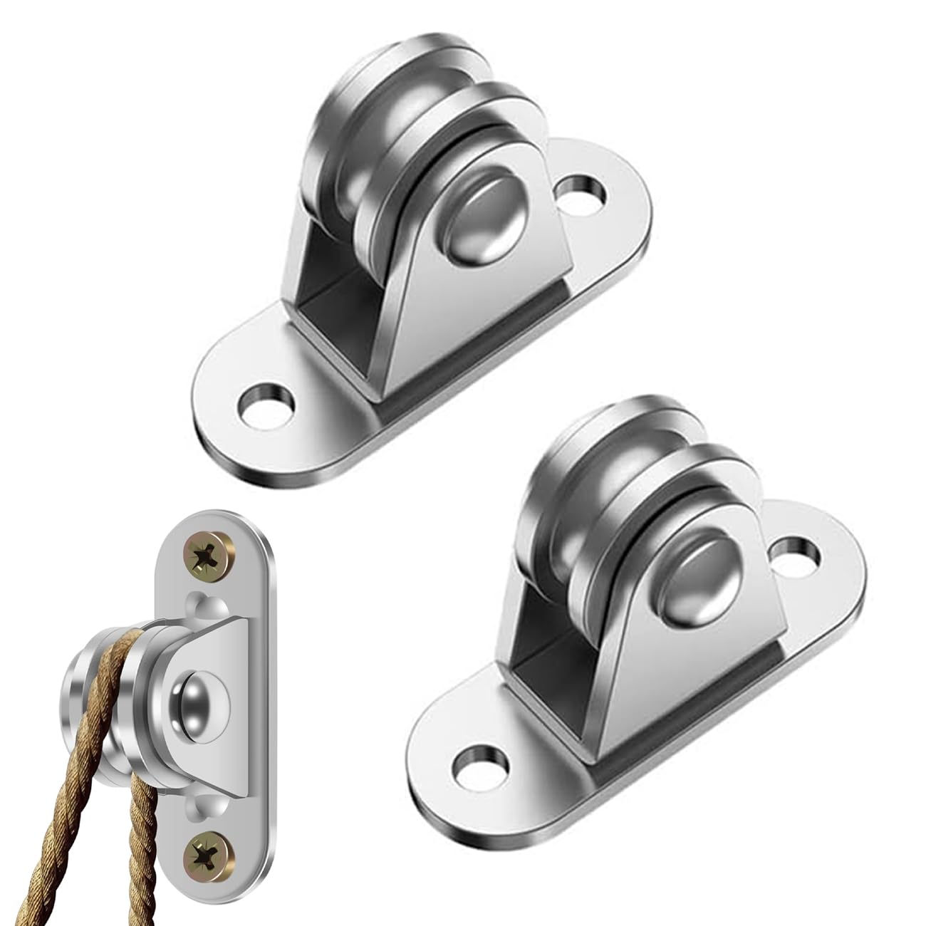 2 Pcs U-Type Pulleys Block, Carbon Steel Pulley Roller, Smooth Silent ...