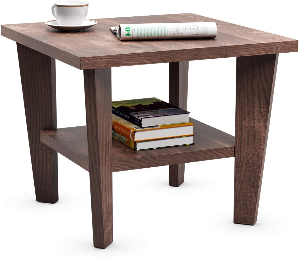 Amazon.com: Giantex End Table 2-Tier Rustic Space-Saving Side Table W ...