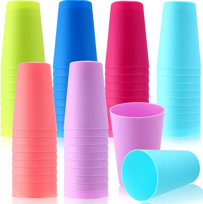 Amazon.com: Potchen 60 Pieces Plastic Cups Kids 8.5 oz Reusable ...