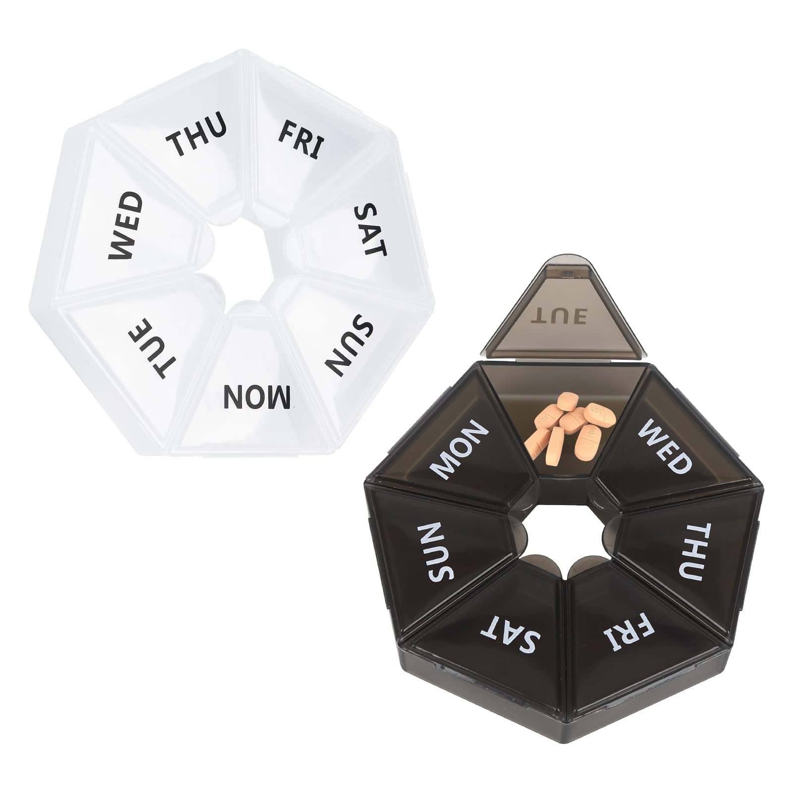 2Pcs Weekly Pill Box Organiser, 7 Day Travel Pill Box, 2 Times a Day ...