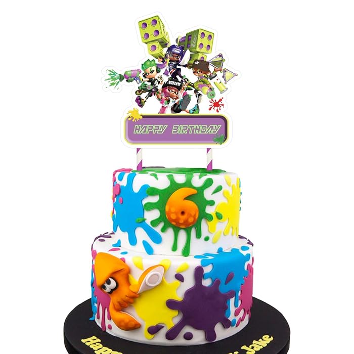 Buy Toppers for Splatoon Cake Topper, Happy Birthday Cake Toppers, Cake ...