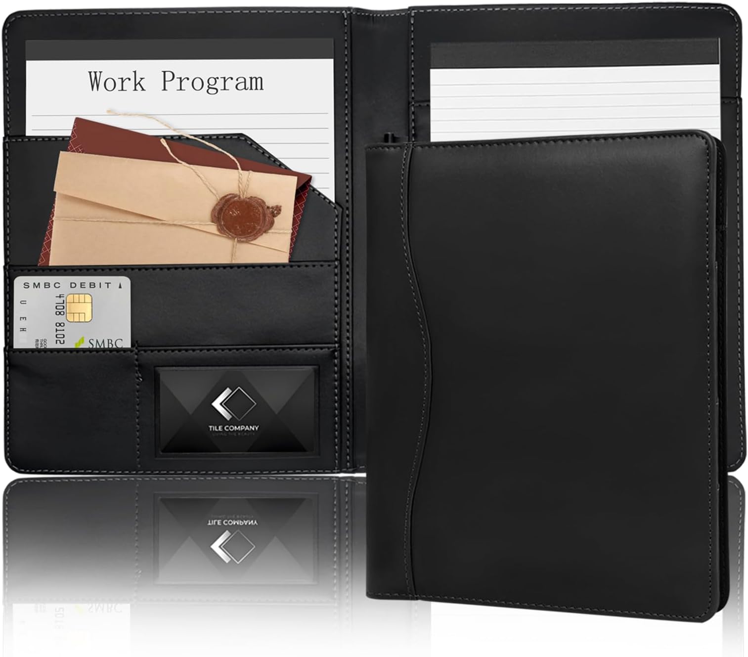 Amazon.com : Leather Portfolio Binder 5 x 8, Mini Soft Leather Padfolio ...