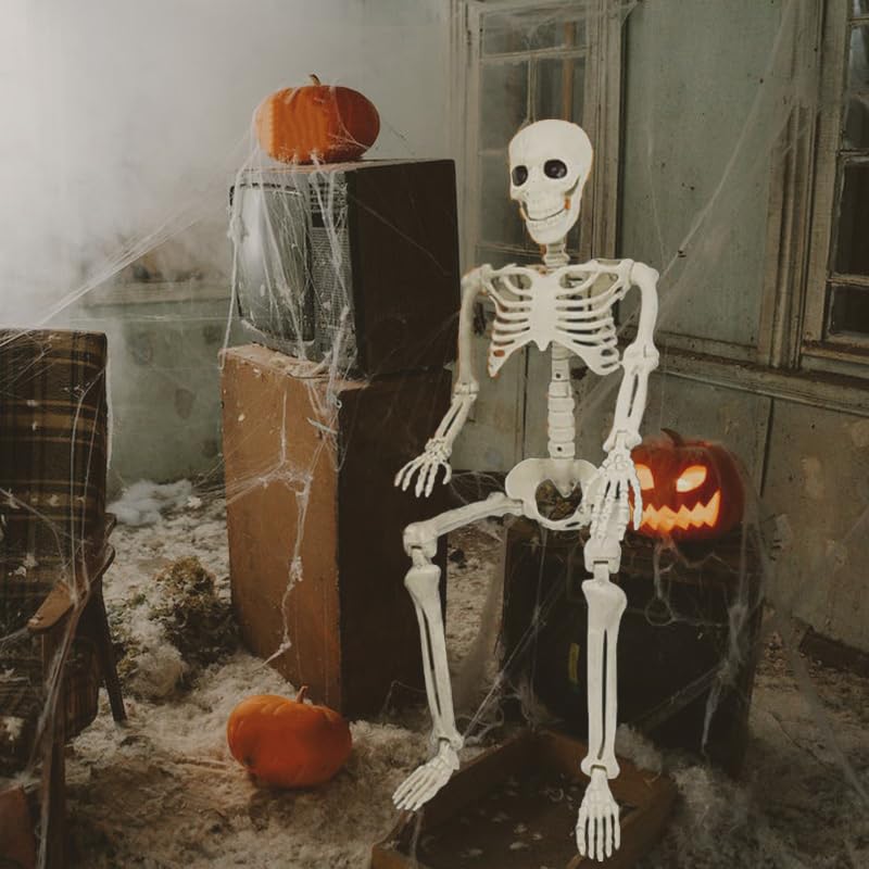 Rosygulls 36" Skeleton Halloween Decor,3 FT Full Body Movable Posable ...